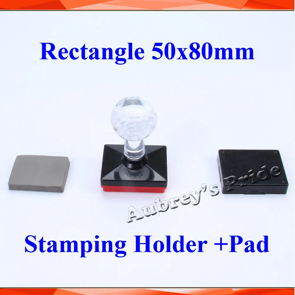5pcs Rectangle 50x80mm Holder Stamp Shell+7mm Rubber Pad For ...
