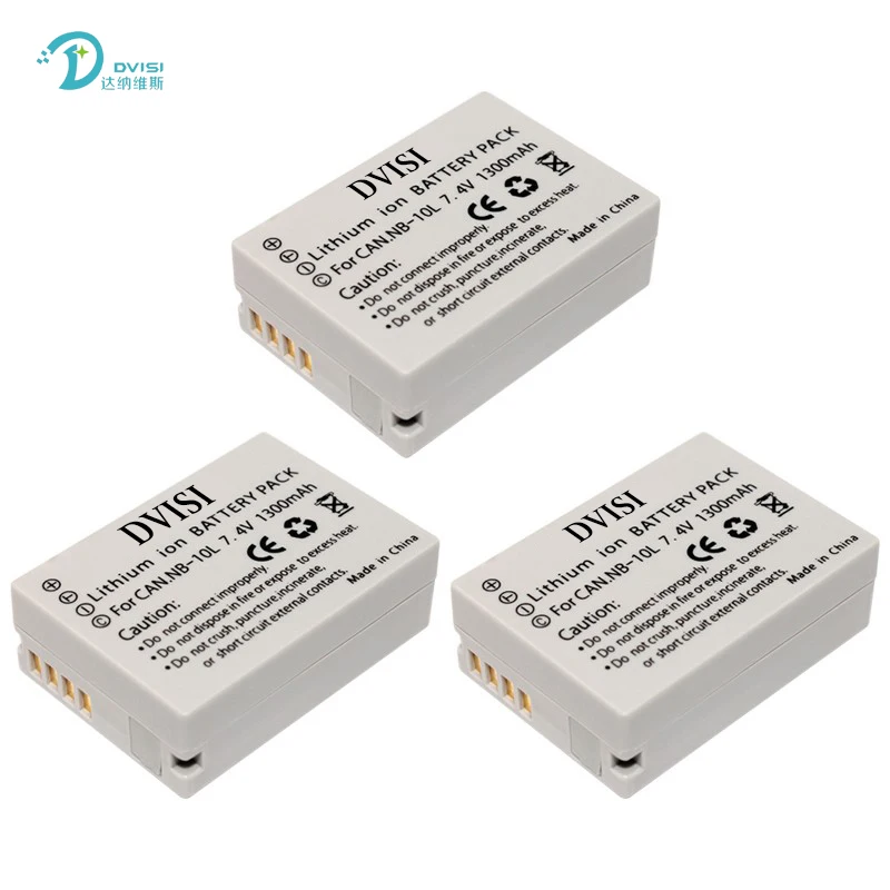 Dvisi 3pcs/lot 1.3ah Nb-10l Nb10l Camera Battery For Canon Powershot ...