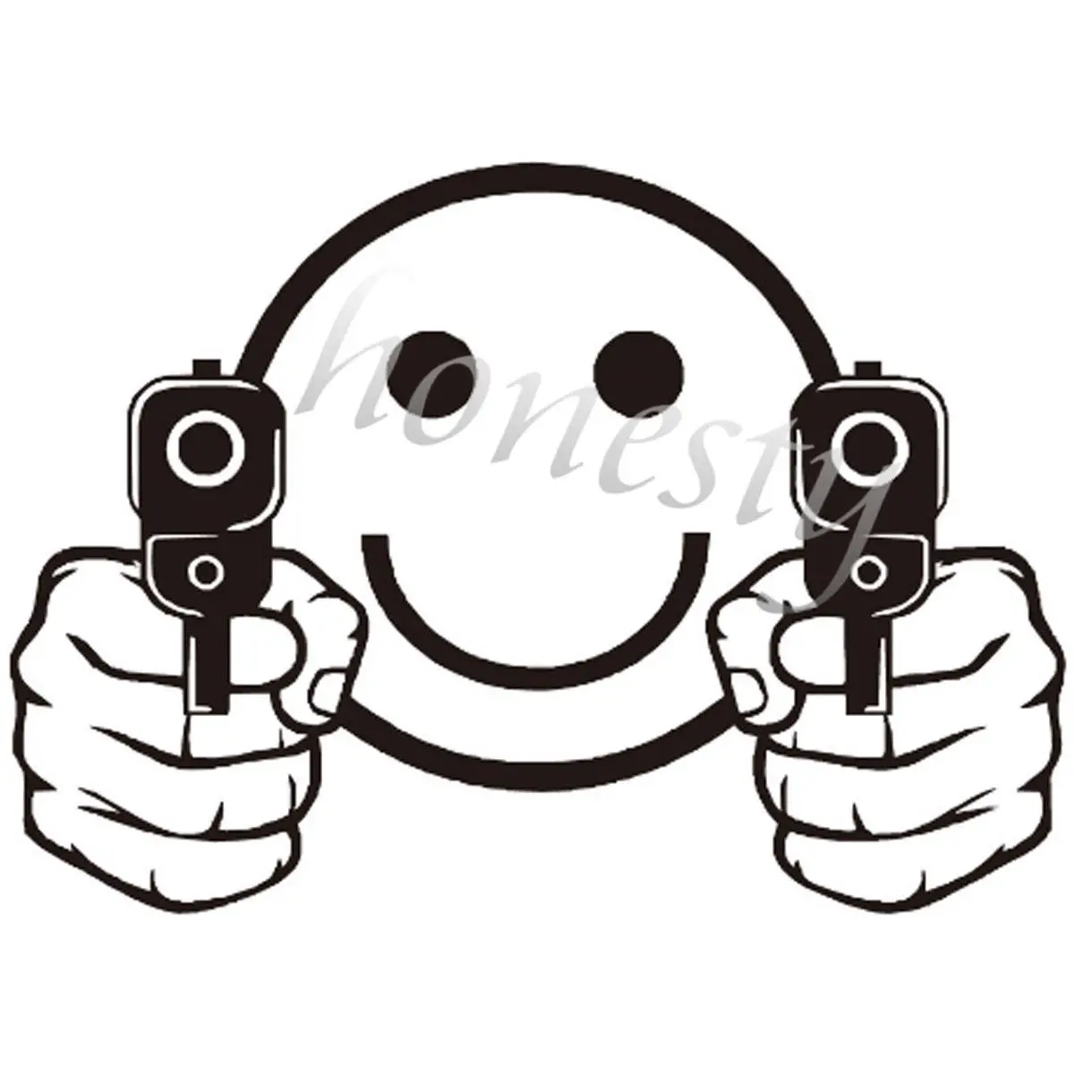 Smiley Face Guns Wall Home Glass Window Door Car Sticker Laptop Auto ...