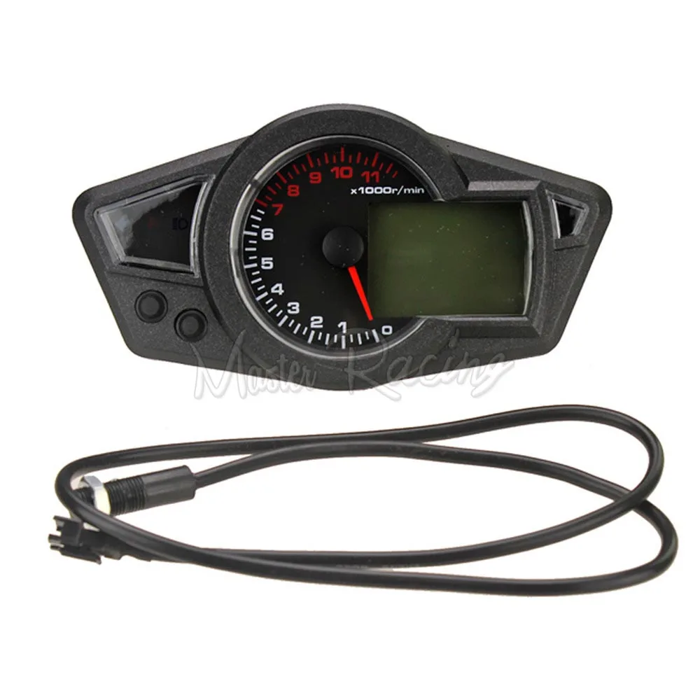 Motorcycle 12V DC MPH/KMH Motobike LCD Digital Odometer Speedo Meter ...