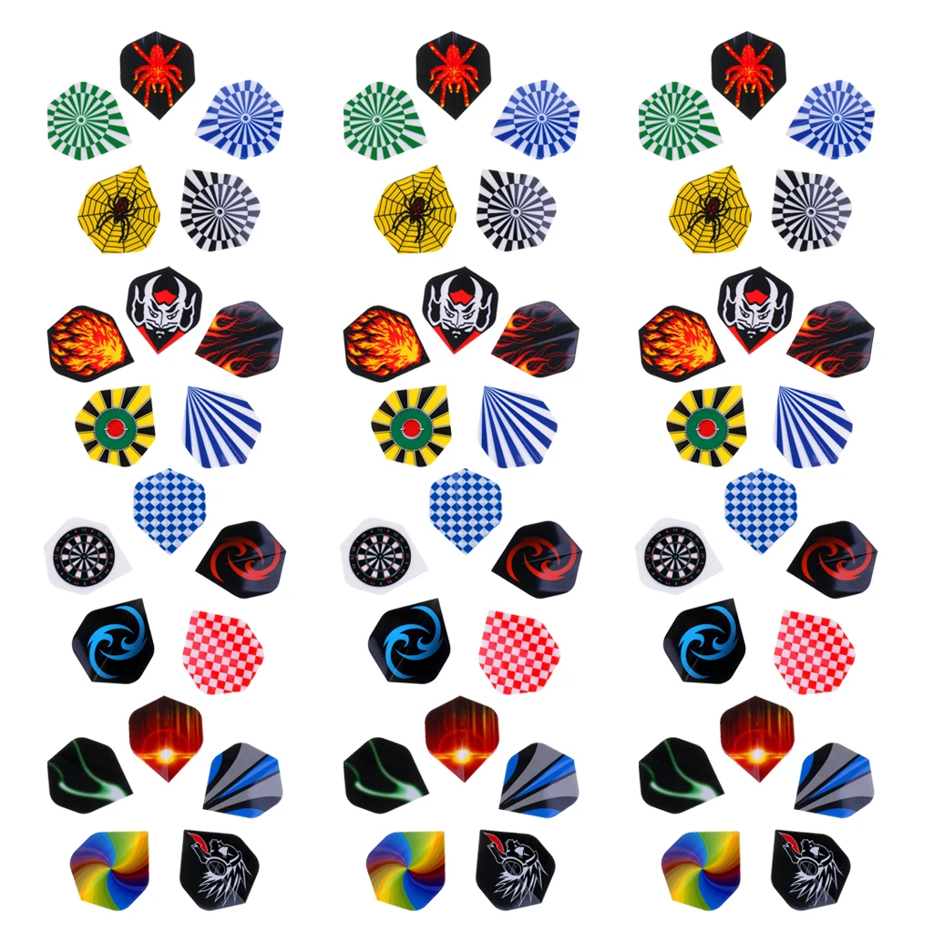 60 Pieces Professional PET Dart Flights Cool Multiple Styles Colorful ...
