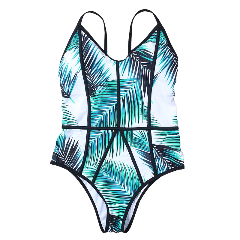 Sport One Piece Swimwear Womens 2017 Sexy Flower Print Swimsuit High ...