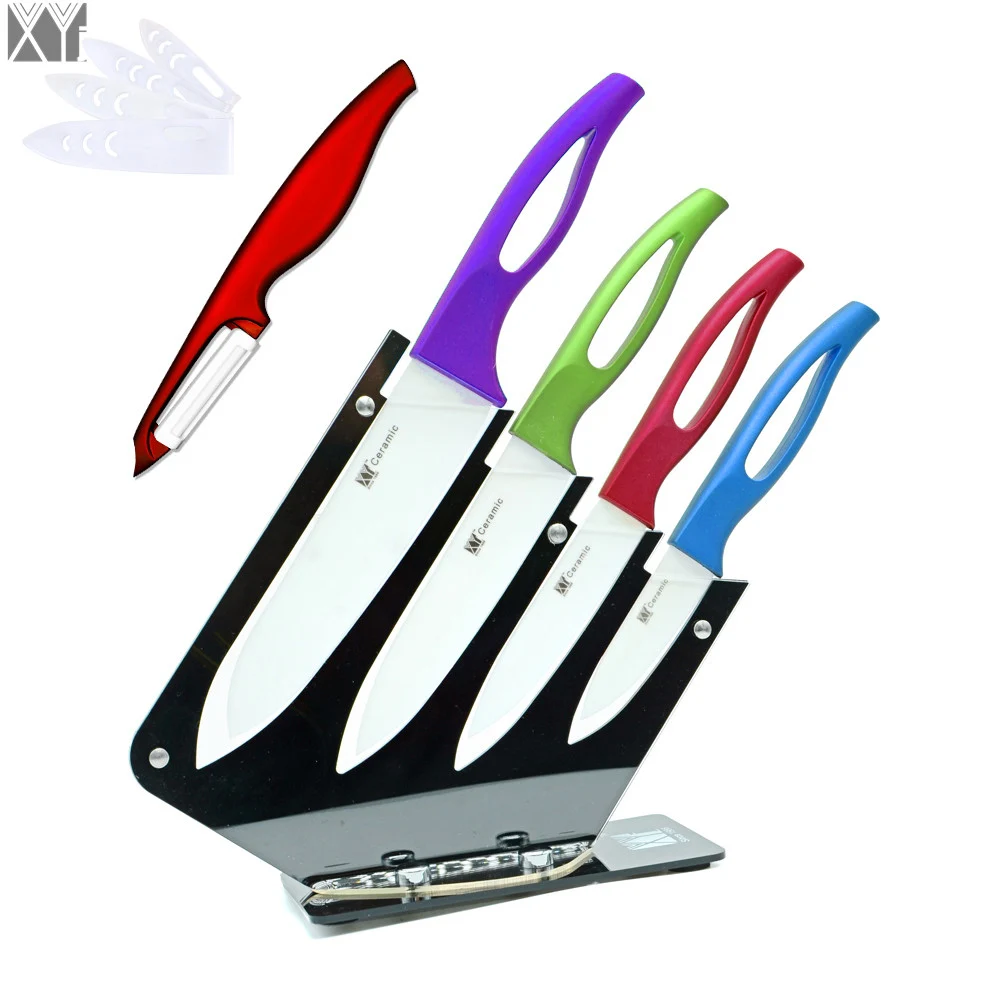 Sharp White Blade Kitchen Knife Stand+ Ceramic Knives+Red Peeler ...