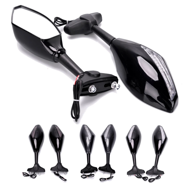 Pair Abs Rearview Mirror Motorcycle Rear View Mirrors With Led Turn