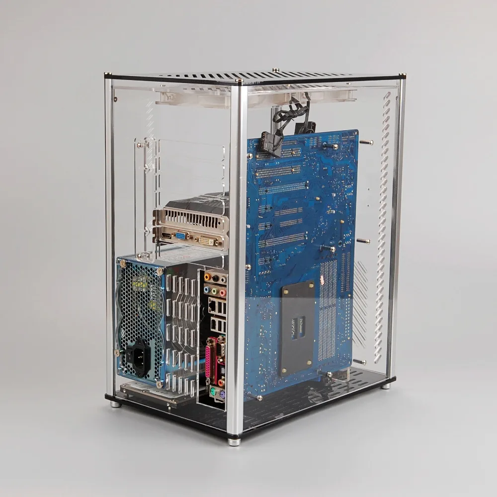 קונסולות מחשב תלויות סירקל. - QDIY PC-A009 ATX Transparent Computer ...
