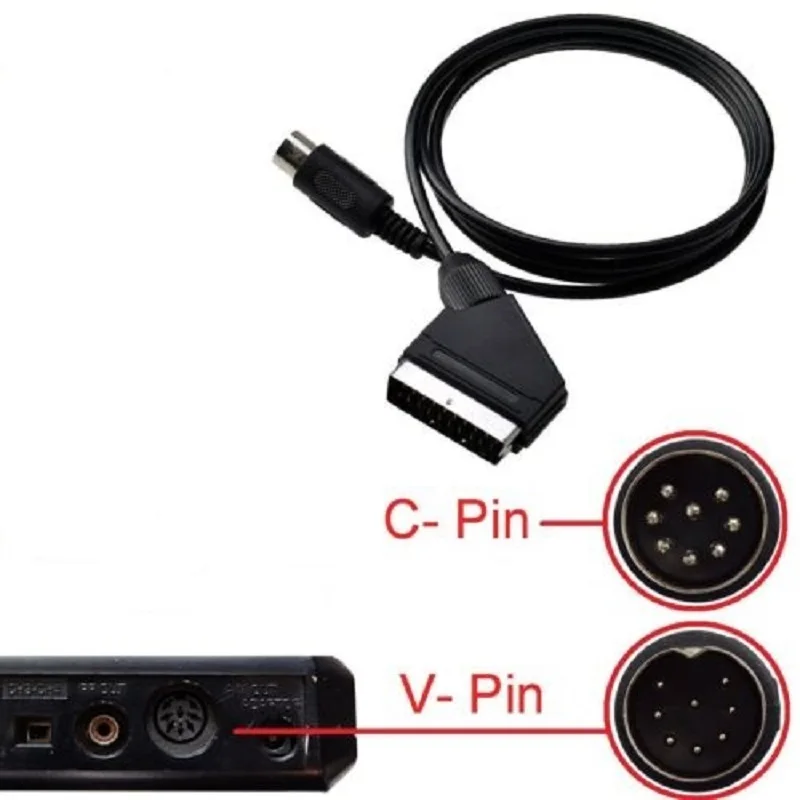 Fzq2d cabo scart, cabo preto de alta qualidade, 1.8m/6ft v pin e c pin ...