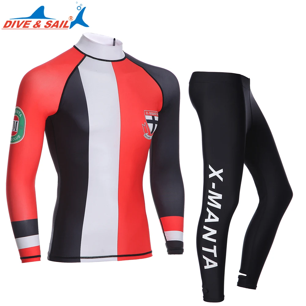 2017 DIVE&SAIL Offical Store 2 Piece Men Rash Guard and Pants Swimwear ...