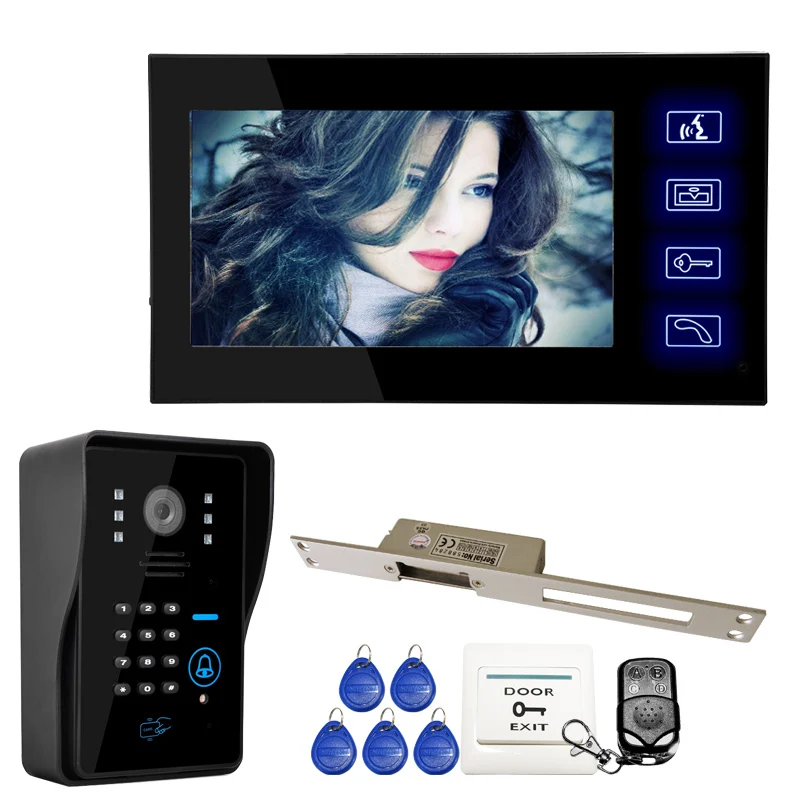 Brand New Wired 7 inch Color Video Door Phone Intercom System RFID ...