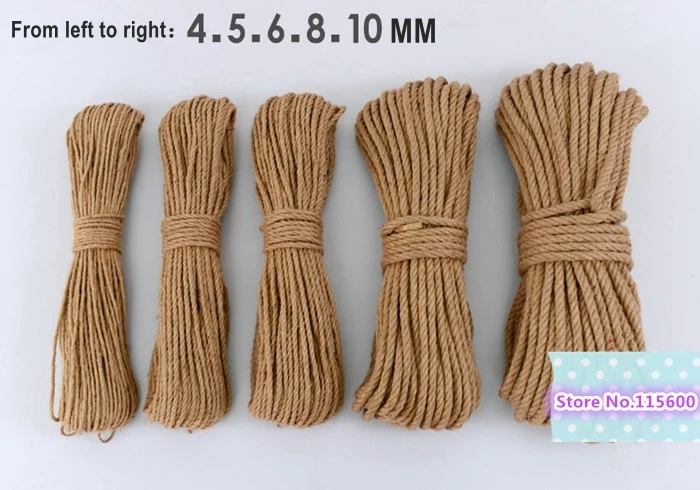 4mm Cor Natural Corda de Cânhamo, Corda de Juta, Cânhamo Fio 50 metros ...