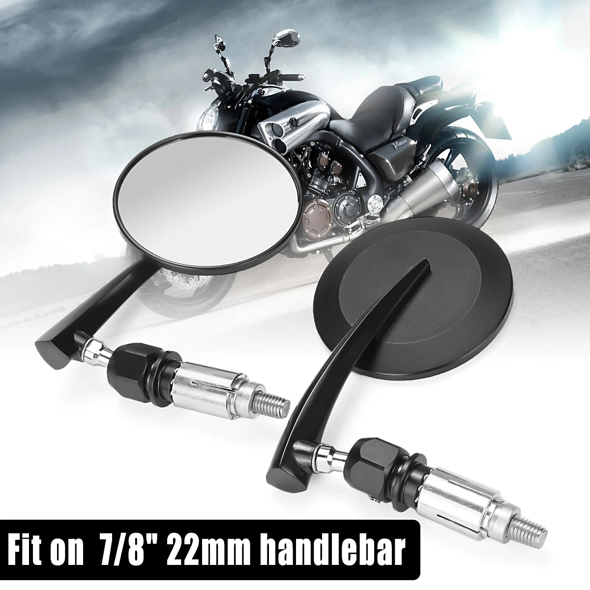 1pair Universal Motorcycle 7 8 Billet 20mm Cnc Bar End Rear View