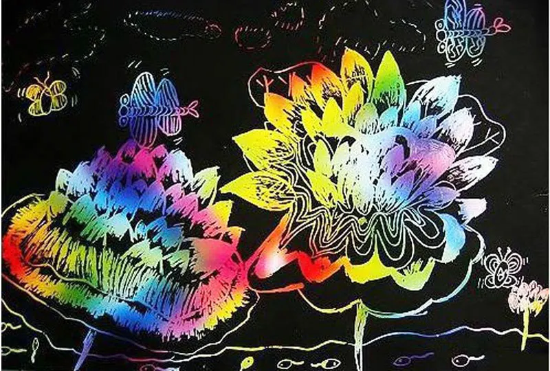 10-Sheets16K-Colorful-Scratch-Art-Children-Painting-Paper-Free-Drawing ...
