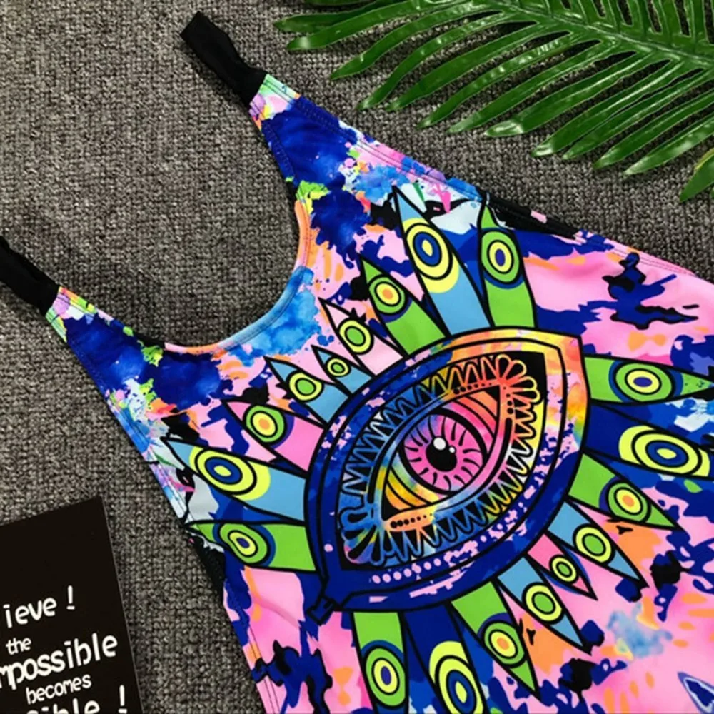 Sexy Bikini 2019 One Piece Swimwear Women Eye Print Monokini Backless ...