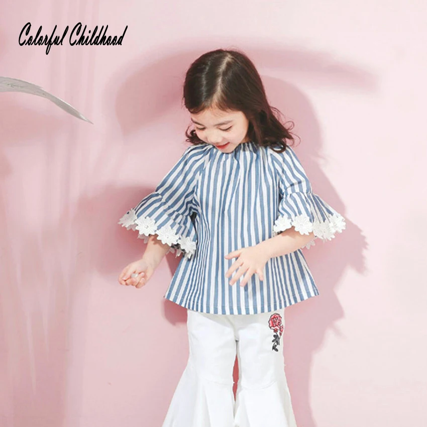 Summer Baby Shirt Cute Cotton flare sleeved Blouses Girls toddler kids ...