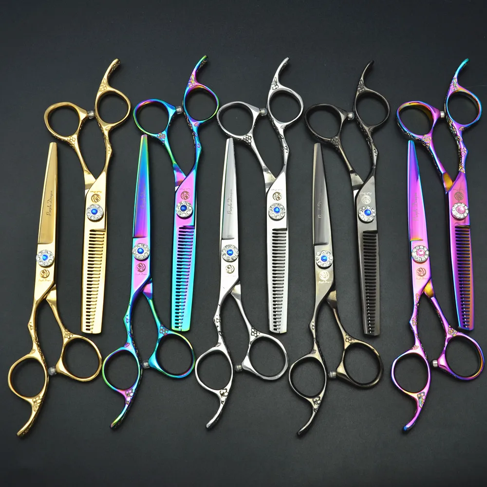 Left Hand 6.0'' Purple Dragon 440C Professional Human Hair Scissors ...