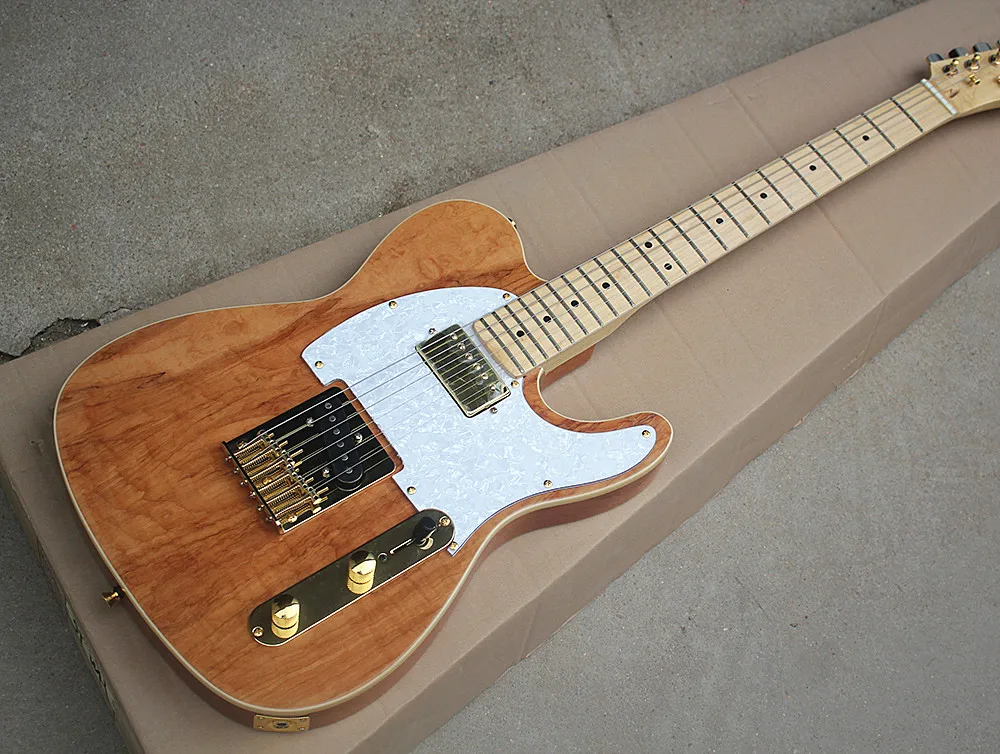 Wholesale Custom Natural wood electric guitar with White pickguard ...