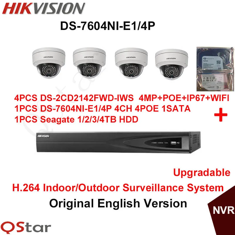 Hikvision Original English H.264 CCTV System 4pcs DS 2CD2142FWD IWS 4MP ...