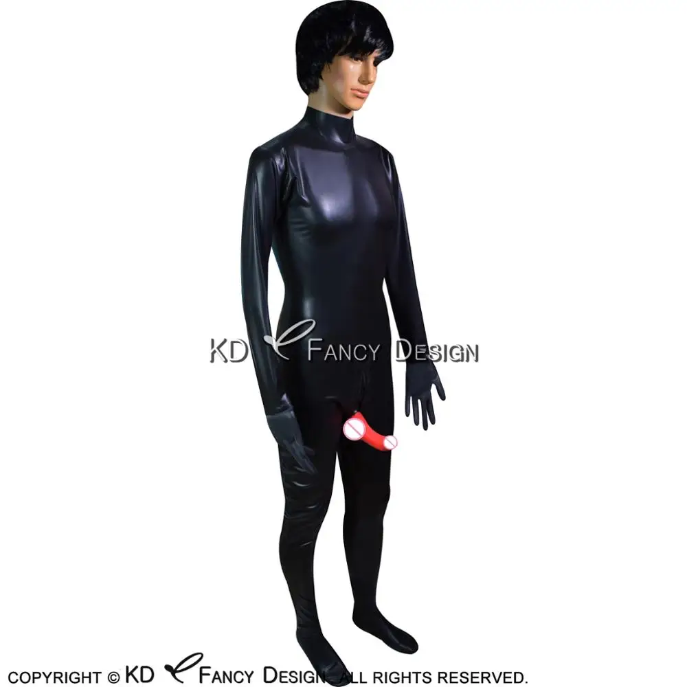 Black-And-Red-Sexy-Latex-Catsuit-With-Two-Zippers-On-Back-Crotch-Zip ...