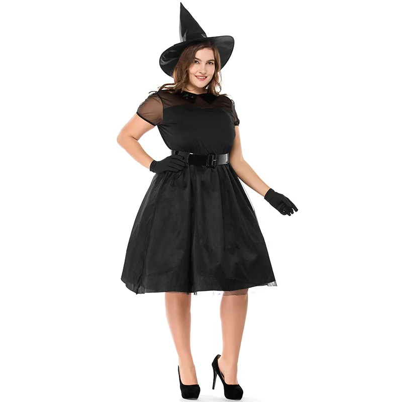 M 3XL Plus Size Large Halloween Purim Carnival Party Black Witch ...