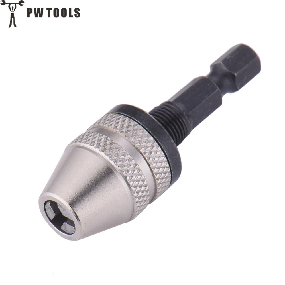 PW TOOLS portabrocas sin llave con vástago hexagonal, destornillador ...