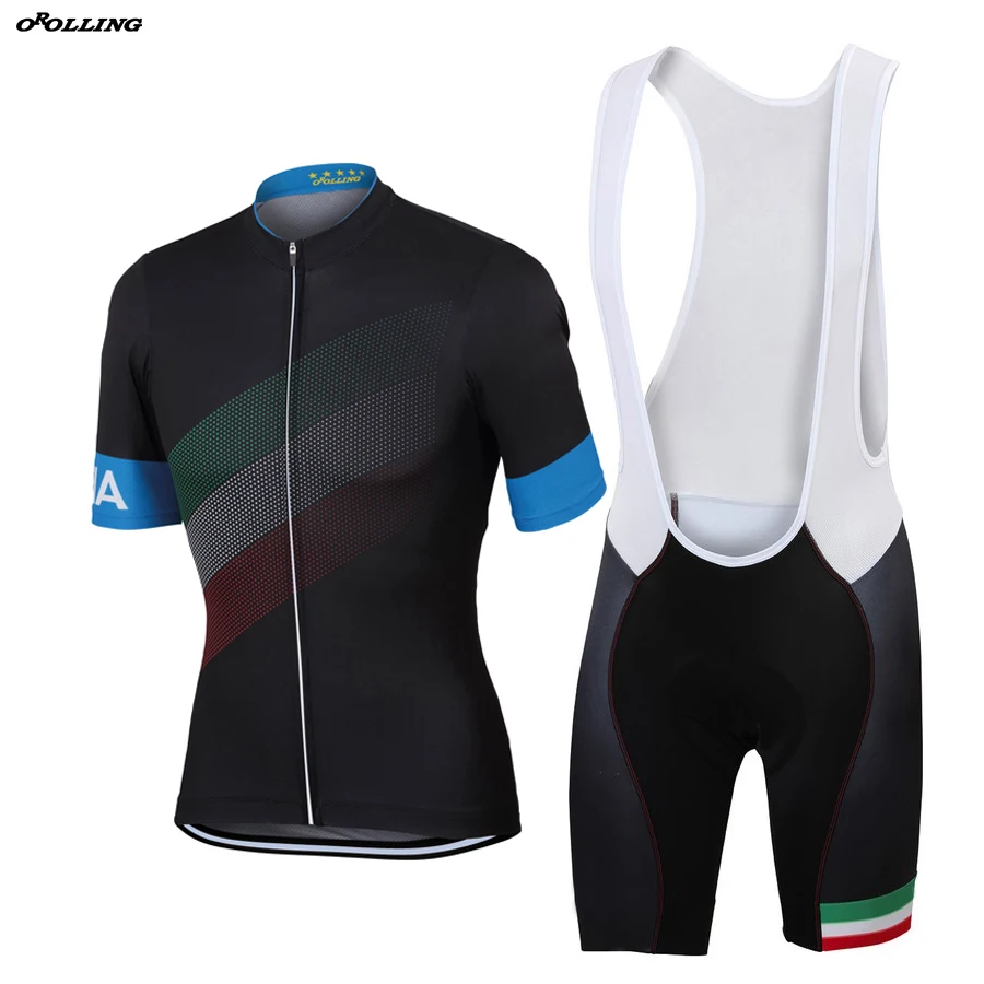 New Black Classical Italia Team Cycling Set Bib Customized Road ...