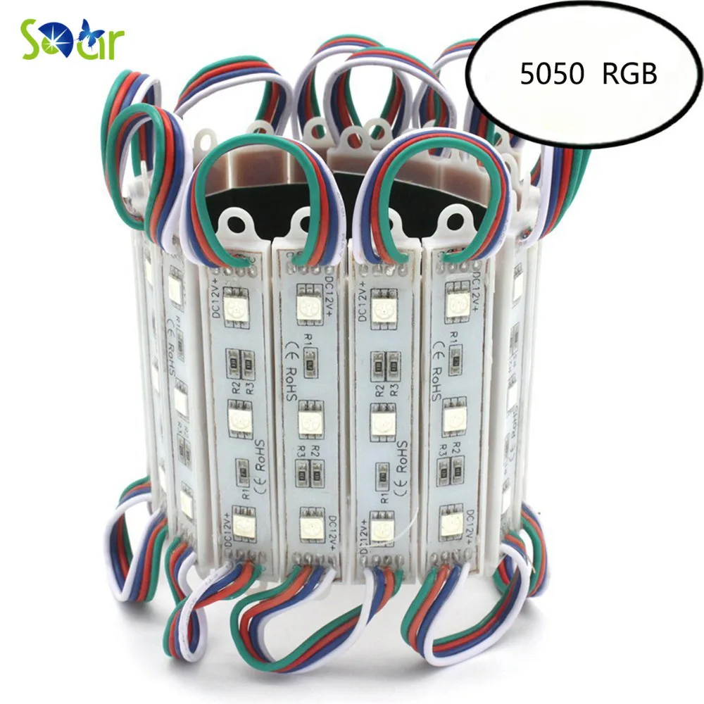 100pcs DC12V 5050 3Leds LED Module IP65 waterproof 5050 RGB led modules ...