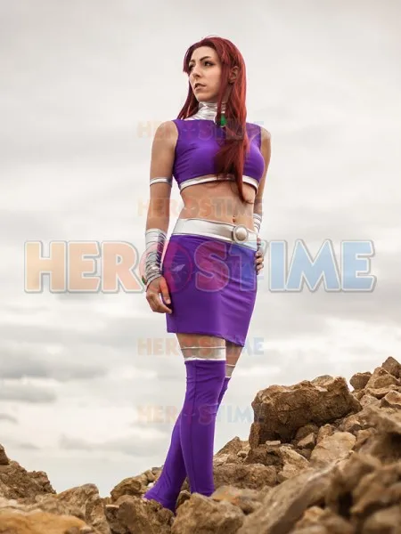 Starfire Cosplay Costume Spandex Kids Adults Suit Halloween woman Girls ...