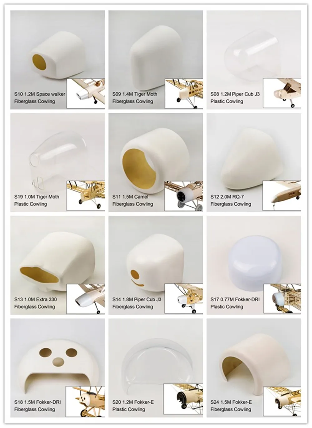 Fiberglass Cowling/Canopy/Cabin PVC for RC Plane Balsa Wood Airplane ...