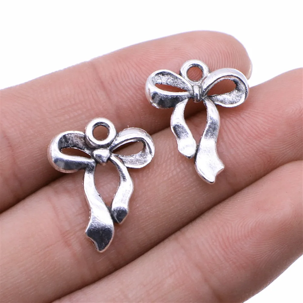WYSIWYG-10pcs-Bow-Charms-For-Jewelry-Making-17x22mm-Antique-Silver ...