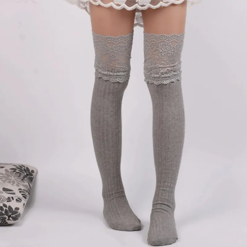 Lace Patchwork Stay Up Thigh High Stockings Women Ladies Sexy Lace