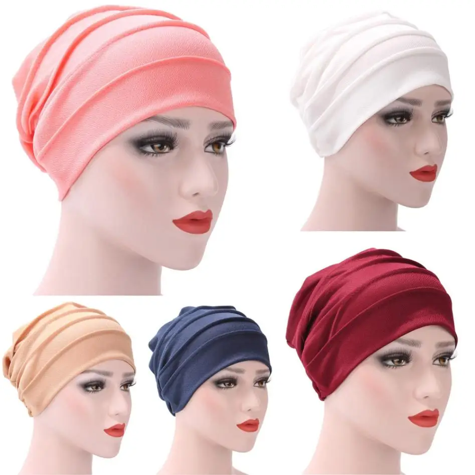 Chemo Hats Women India Hat Muslim Ruffle Cancer Chemo Hat Beanie Scarf Turban Head Wrap Cap