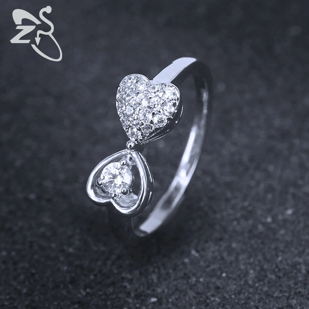 Love Heart Rings for Women Engagement Sparkling AAA Cubic Zirconia Ring ...