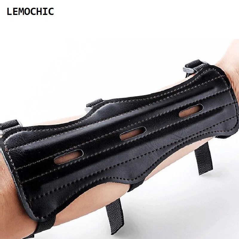 LEMOCHIC Strap Adjustable Leather Arm Guard Archery Protective outdoor ...
