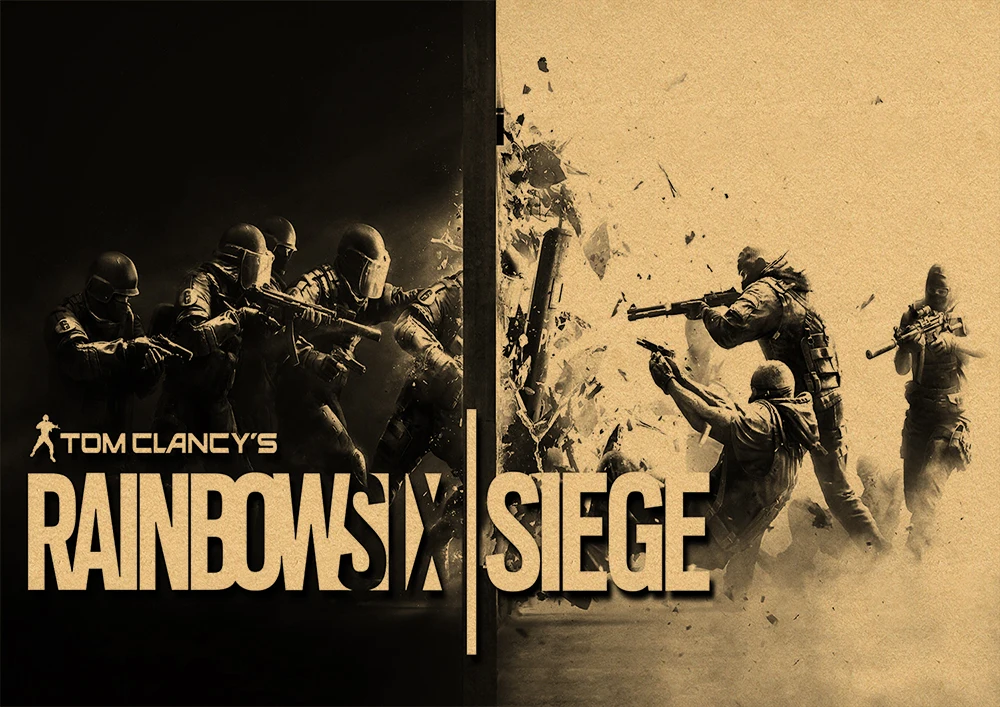 Tom Clancy's Rainbow Six Siege Game Poster Wall Sticker Retro Kraft ...