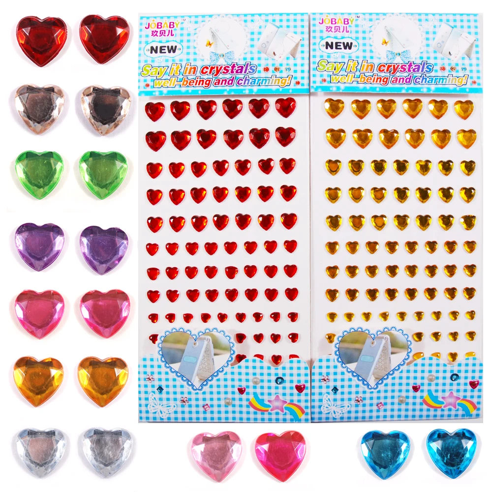 1 Sheet Multicolor Self Adhesive Heart shape Rhinestone Crystal ...
