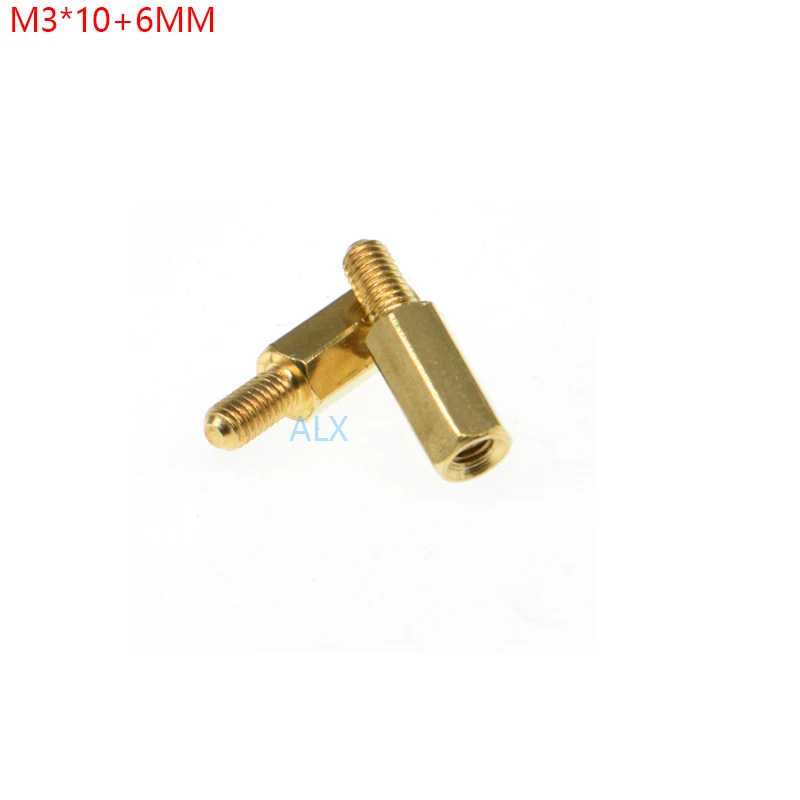 30PCS-M3-10-6MM-Hex-head-BRASS-Spacing-Screw-Threaded-Pillar-PCB ...