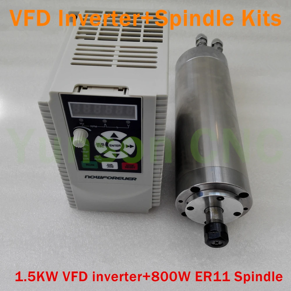800W spindle 1hp ER11 collet Chuck 65mm diameter water cooled spindle ...