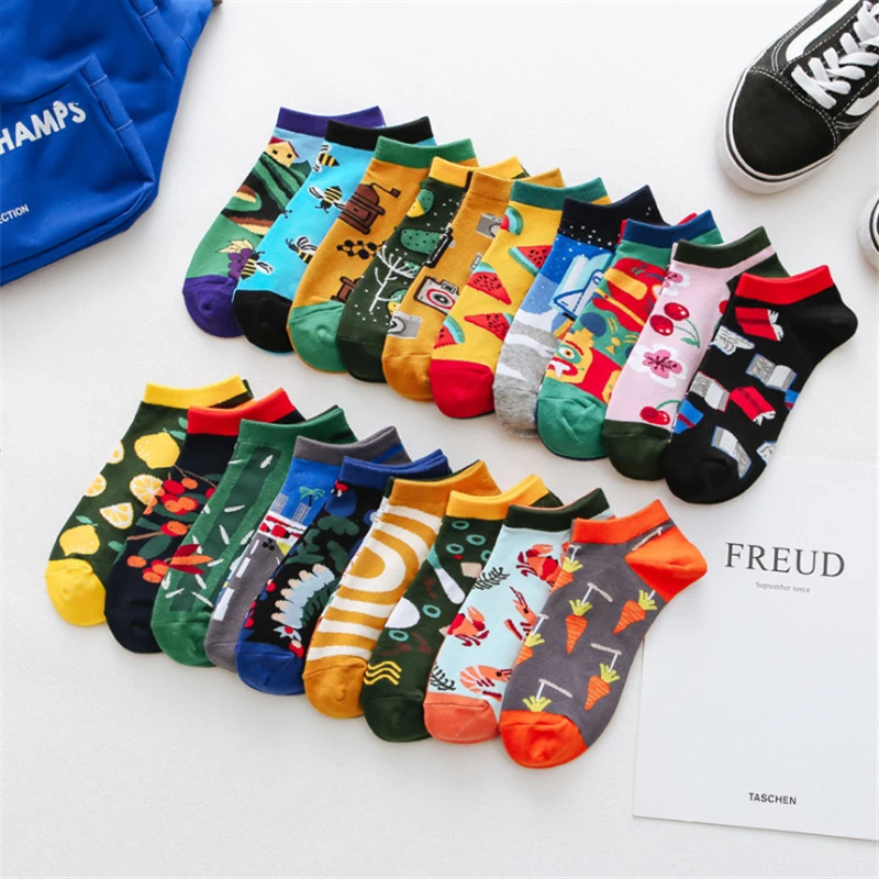 OKOUFEN Summer Mesh Breathable Short Socks for Men Fun and Funny Non ...