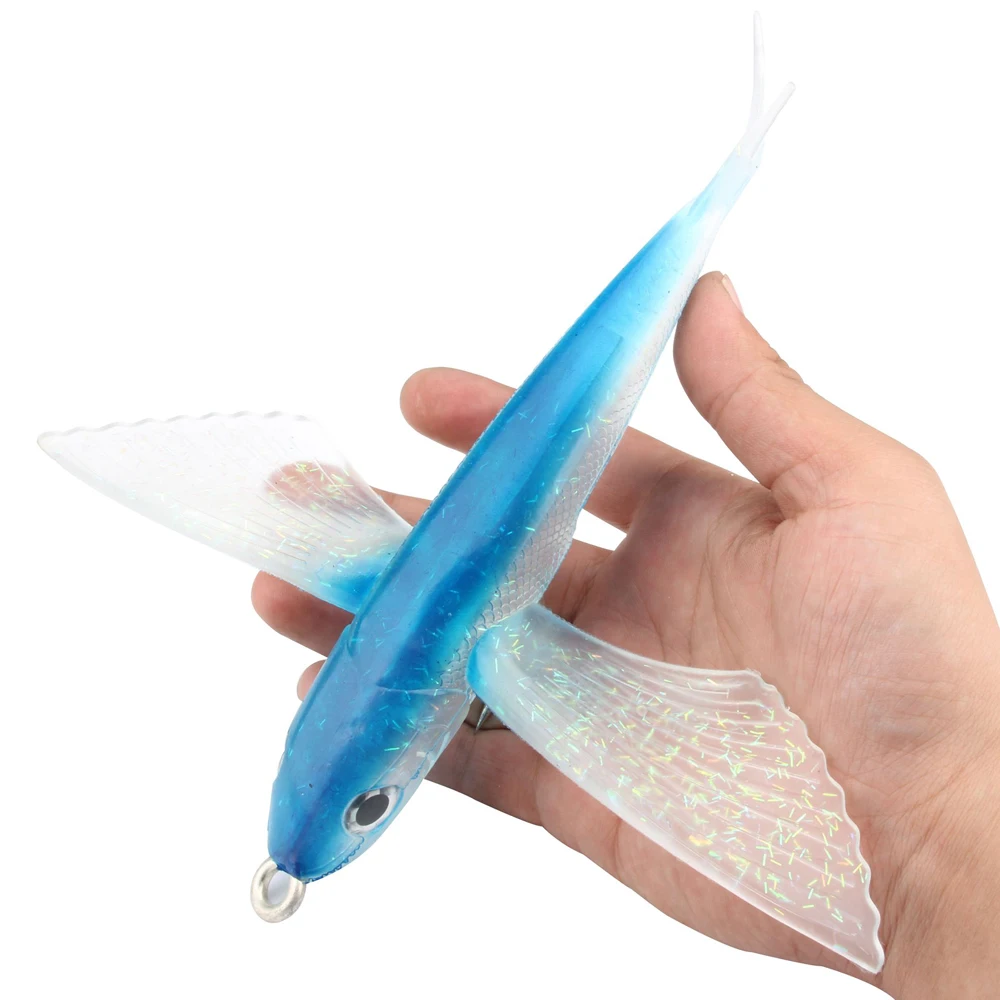 Original ROSEWOOD Flying Fish-9 Inch Blue/Black 140g Soft Bait Deep Sea ...