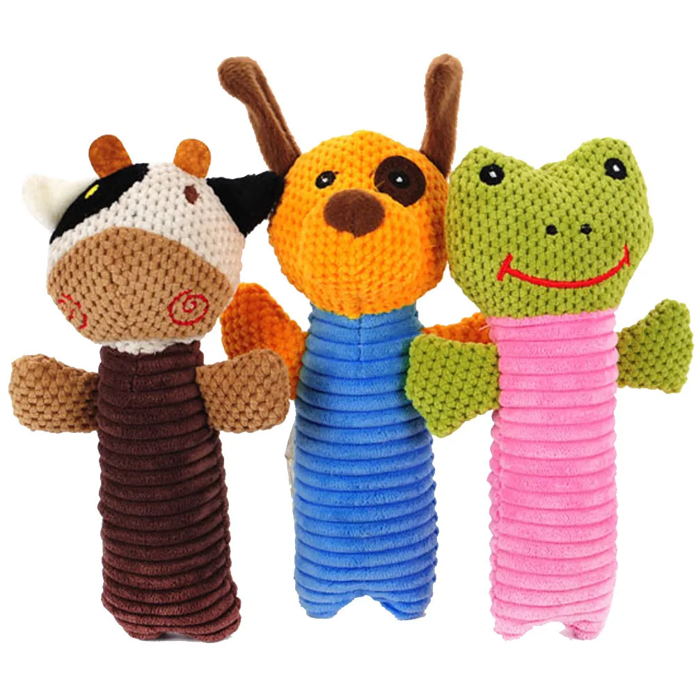 Pet Cat Dog Toy Plush Animal Frog Puppy Calf Biting Training Chew Toys ...