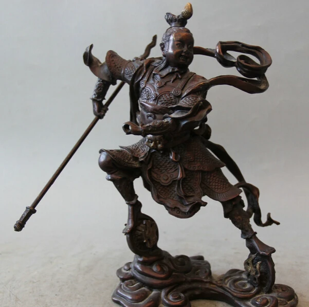 free shipping bi002666 10" Chinese Myth Bronze Ne Zha Warrior Knight ...
