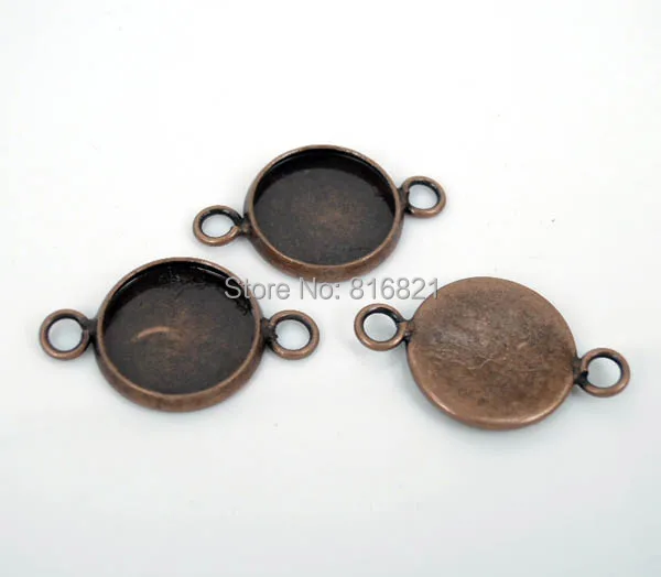 Cabujones de vidrio en blanco bandeja de bisel redonda con 2 lazos ...