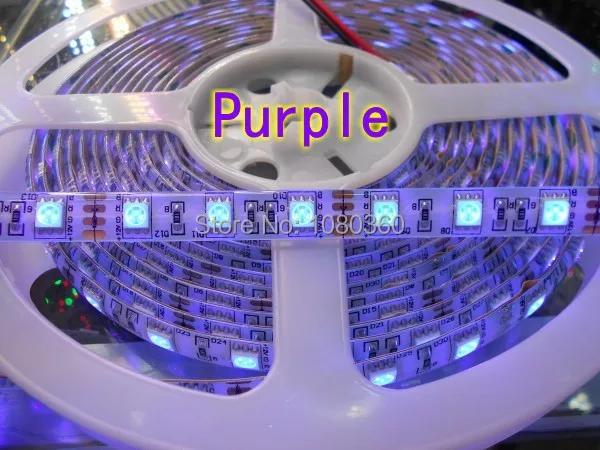 NEW 5M 16.4ft UV Ultraviolet 395nm led strip 5050 SMD Purple 300 LED ...