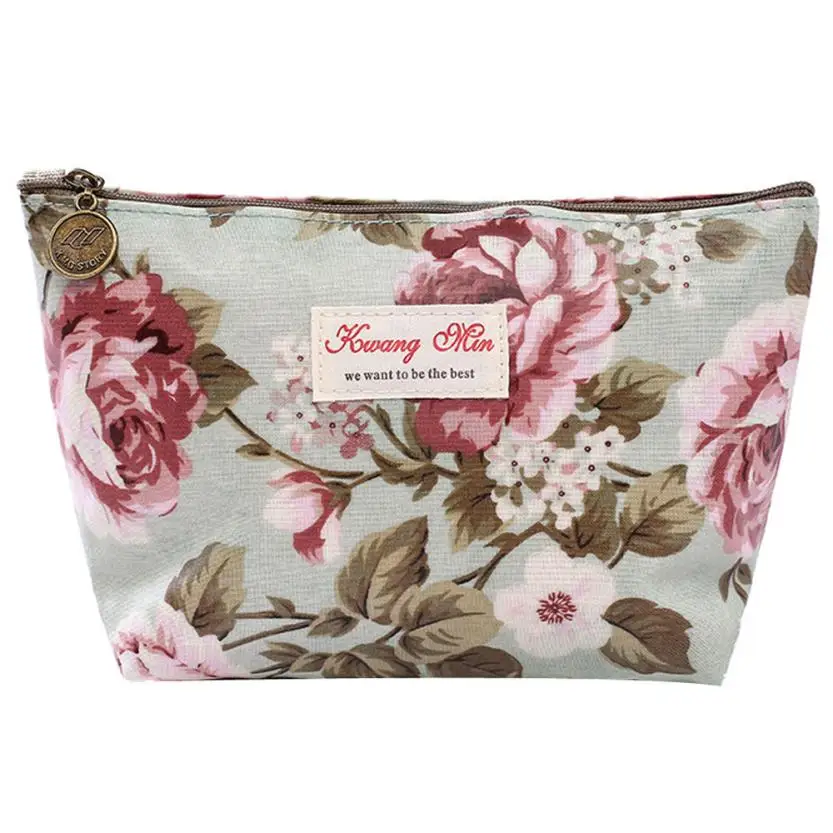 Woman Bag Cosmetic Bags Girls Vintage Floral Printed Women Make Up bags ...