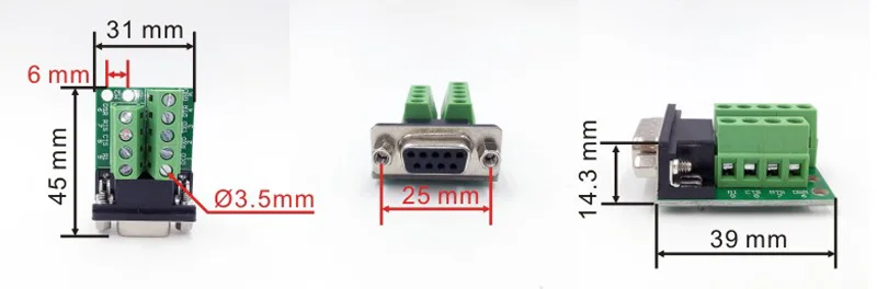 DB9 connector Terminal Module RS232 RS485 Adapter Signals Interface ...