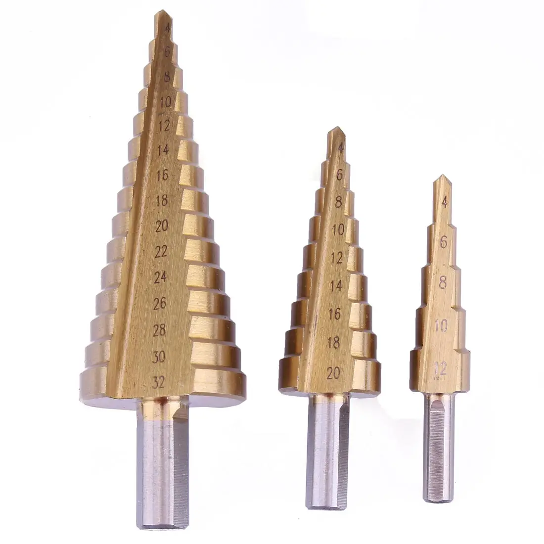 3pcs HSS Triangle Shank Step Drill / Pagoda Drill / Ladder Drill Set 4 ... 3pcs HSS Triangle Shank Step Drill / Pagoda Drill / Ladder Drill Set 4 ...