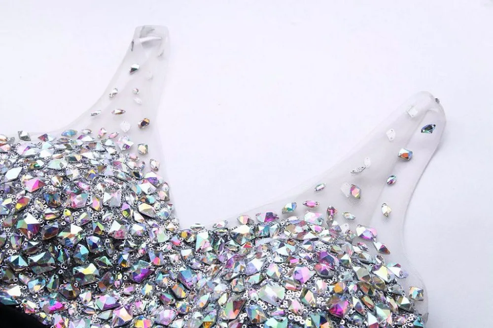 Beading Color Crystal Evening Dress Chiffon V Neck Prom Dress A Line ...