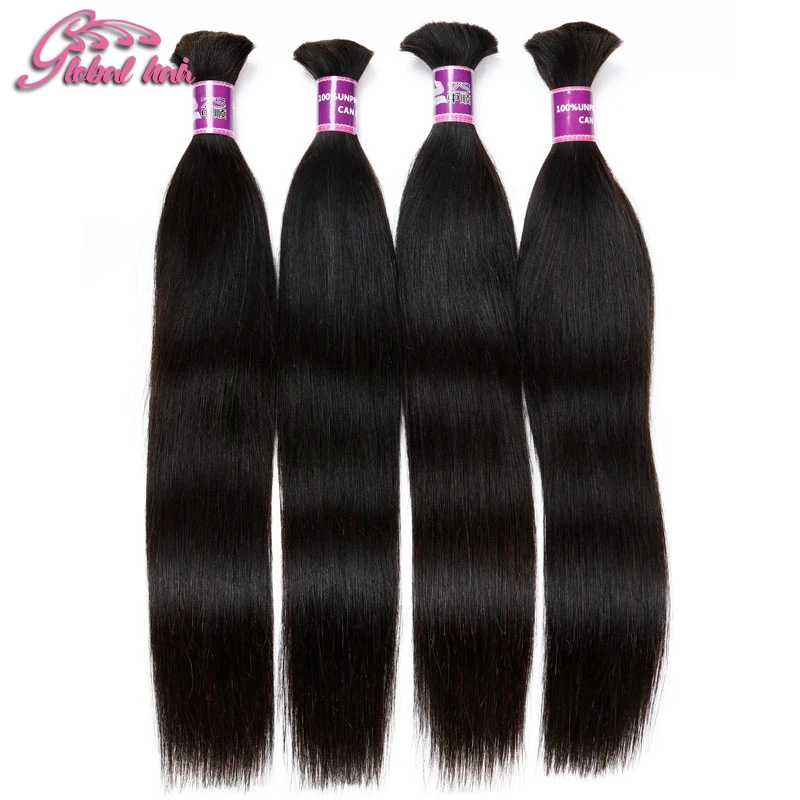 8A Brazilian Virgin Hair straight Human Braiding Hair Bulk Unprocessed ...