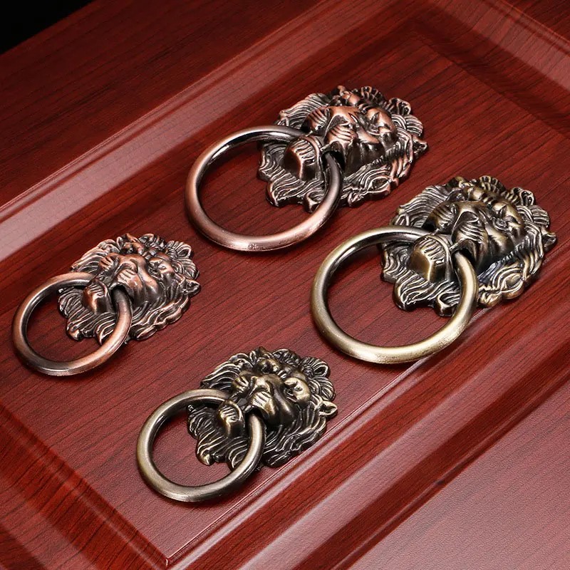 MEGAIRON Antique Lion Head Alloy Door Handle Beast Wardrobe Drawer ...