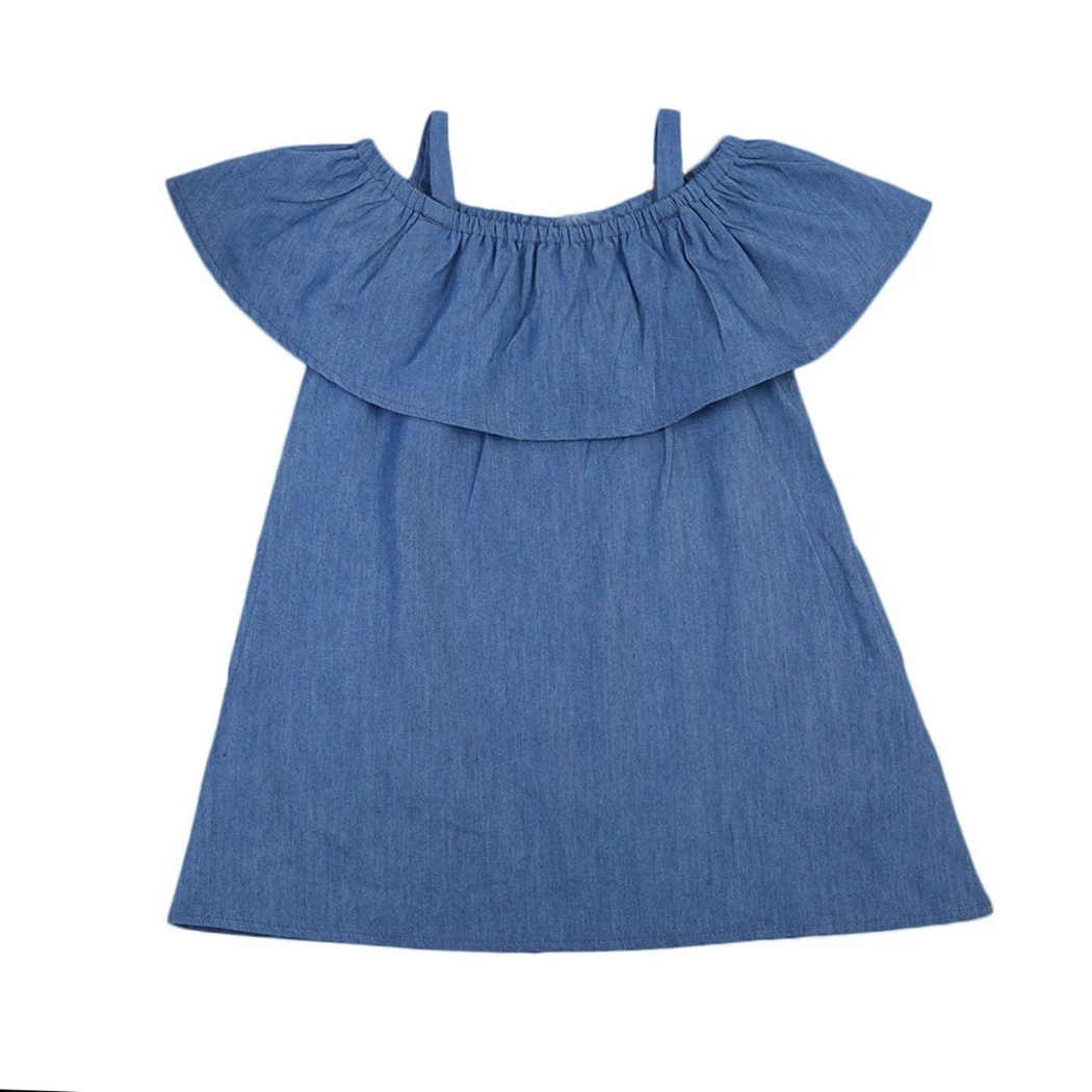 2018 Cold Shoulder Denim Sundress Toddler Kids Baby Girls Dress ...