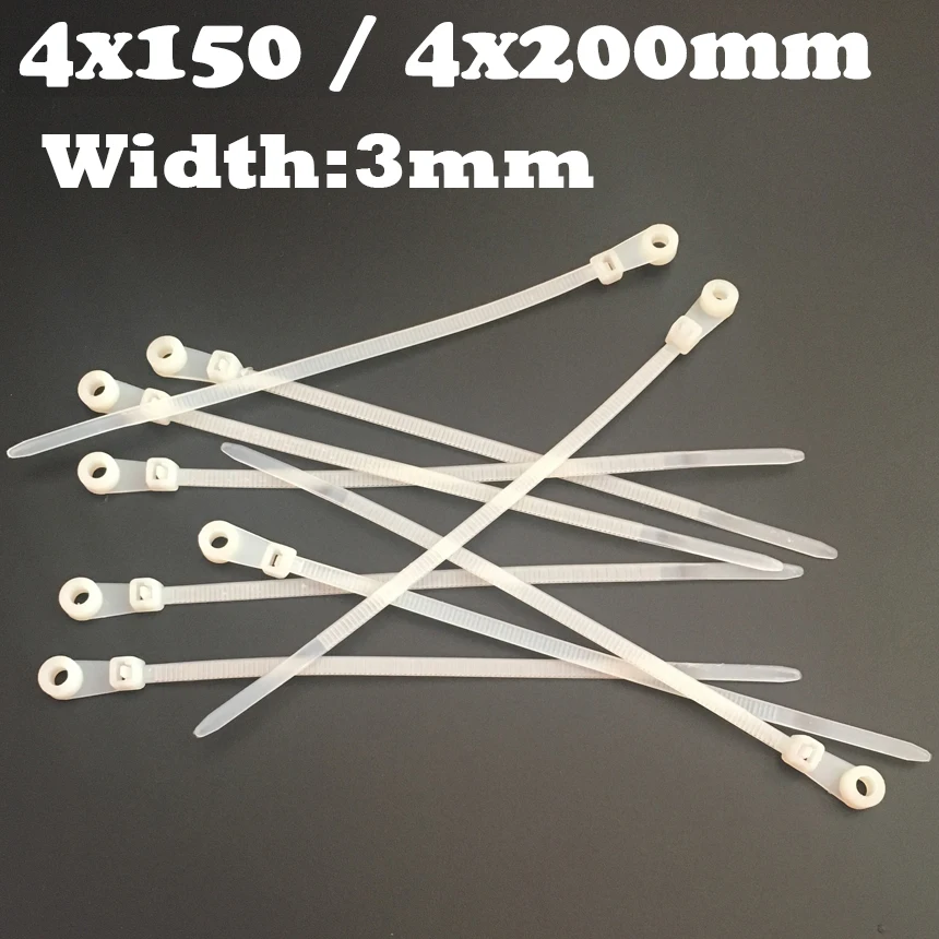 4x150 4*150 4x200 4*200 (3mm Width) White Nylon Wire String Zip Plastic ...